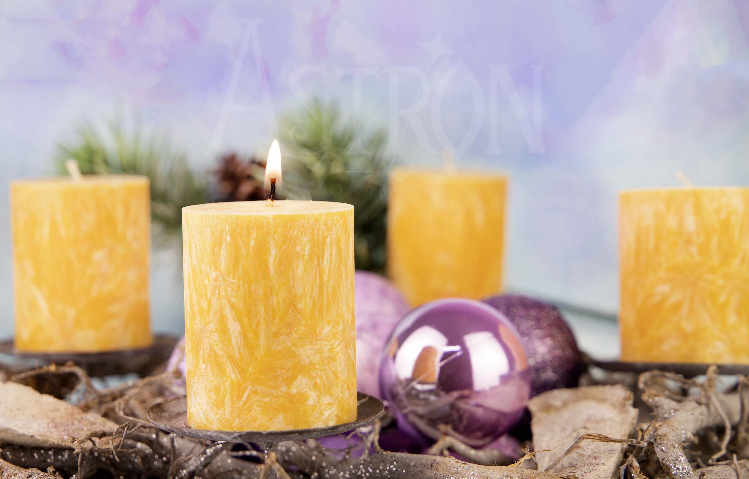Adventní svíčky žluté – 4ks - Astron svíčky